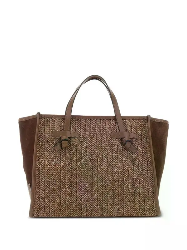 MARCELLA CLUB 32 Missmarcella Woven Leather Tote Bag - Brown