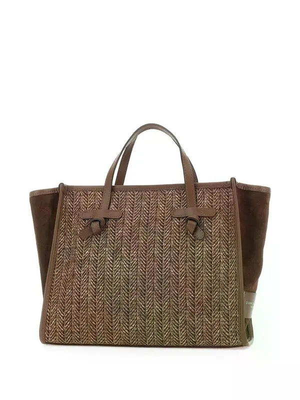 MARCELLA CLUB 32 Missmarcella Woven Leather Tote Bag - Brown