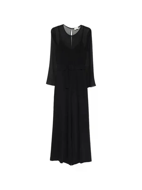 P.a.r.o.s.h Belted Sheer Jumpsuit - Black