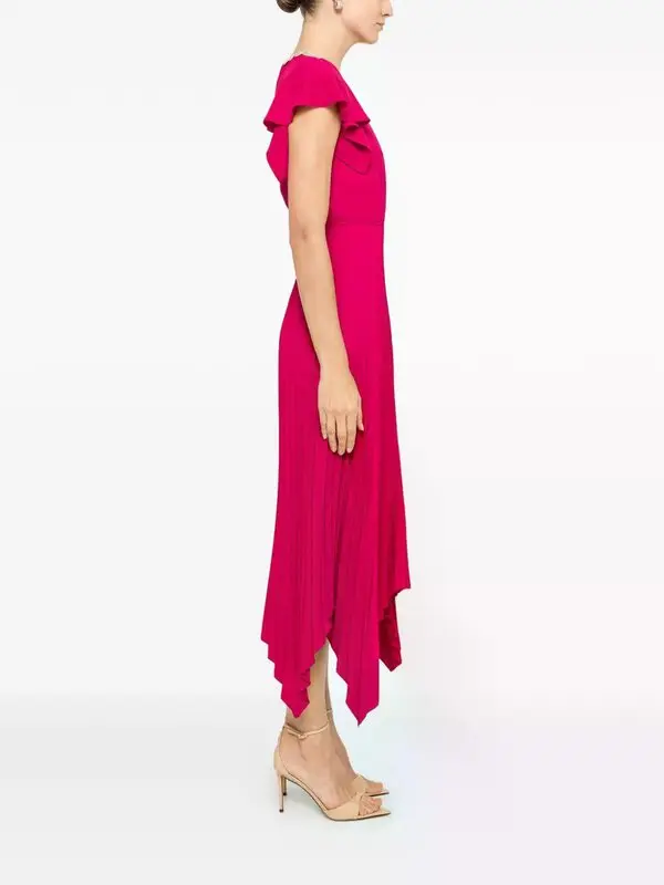 NISSA Crystal-embellished Pleated Midi Dress