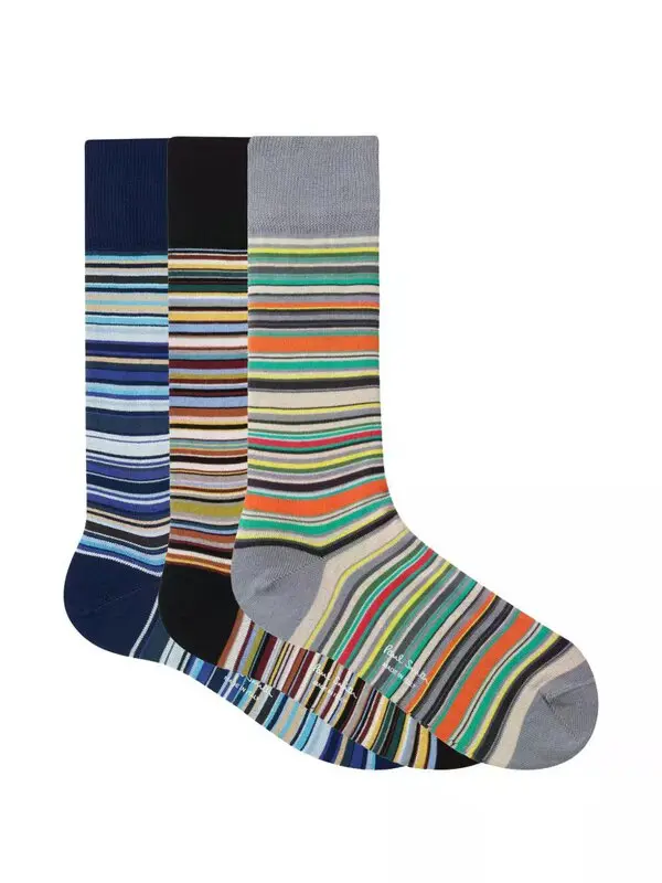 Paul Smith Stripe Pattern Socks - Blue