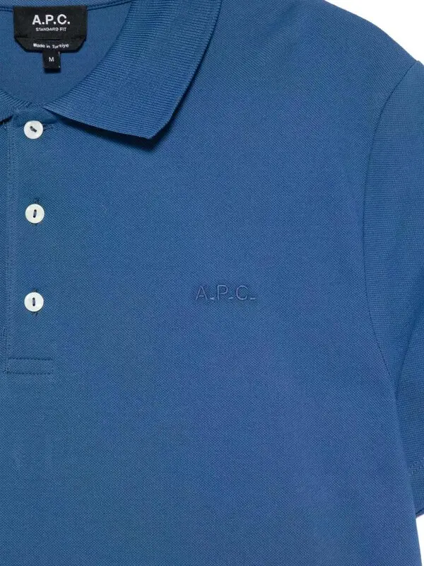 A.p.c. Logo-embroidered Polo Shirt - Blue