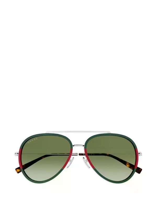 Gucci Striped Pilot-frame Sunglasses - Green
