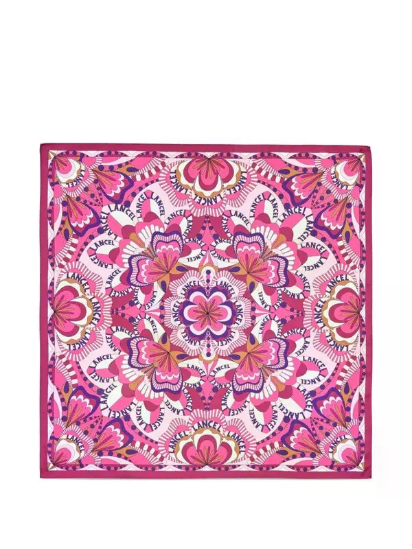 LANCEL Printed Silk Square Scarf - Pink