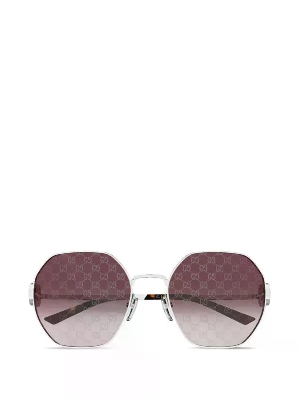 Gucci Geometric-frame Logo Sunglasses - Silver