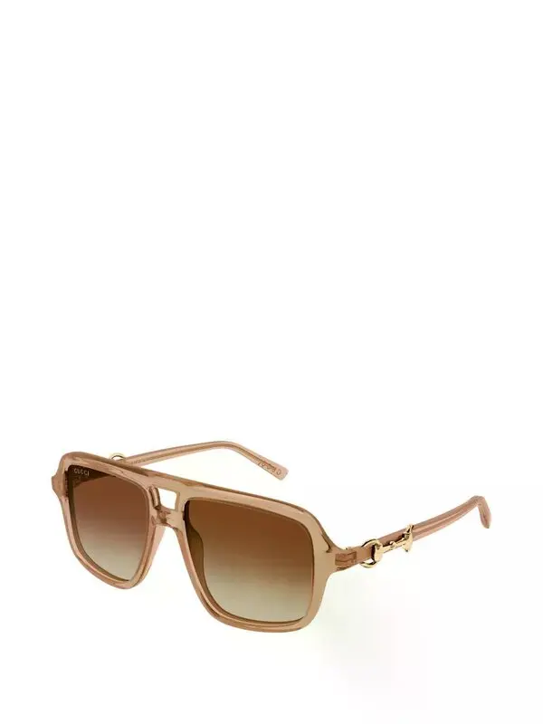 Gucci Horsebit-detail Geometric-frame Sunglasses
