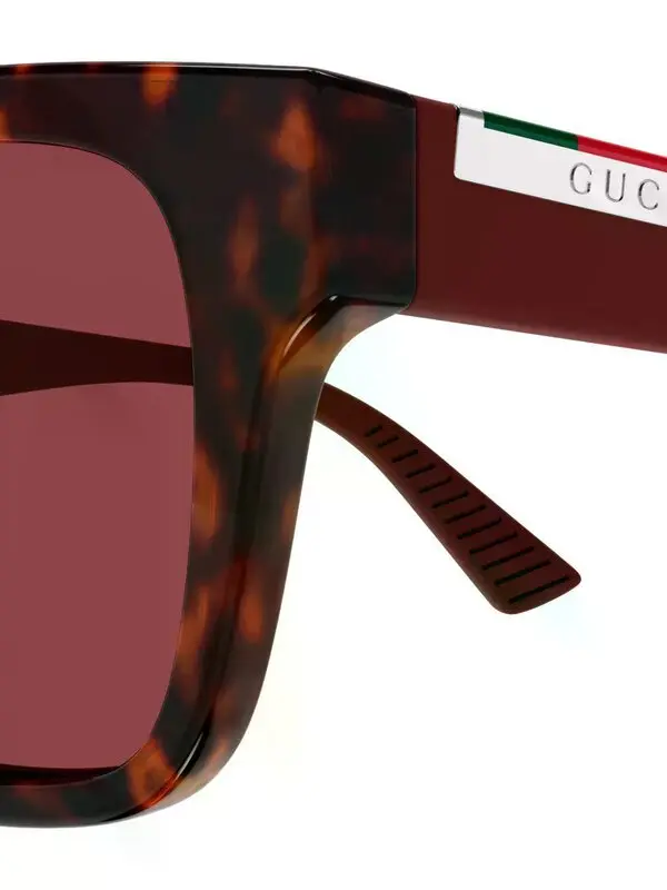 Gucci Geometric-frame Sunglasses - Brown