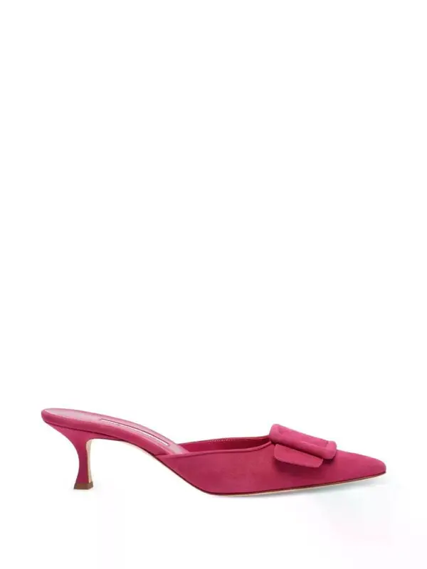 Manolo Blahnik Maysale Square Buckle Point-toe Mules