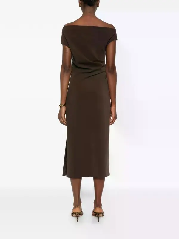 P.a.r.o.s.h Off-shoulder Ruched Midi Dress