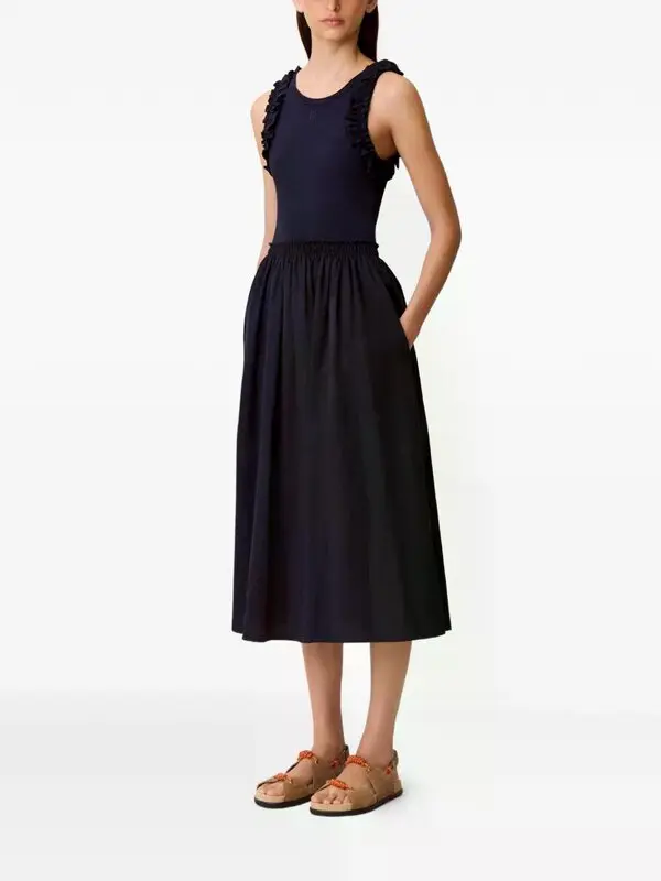 Claudie Pierlot Bi-material Sleeveless Round Neck Dress