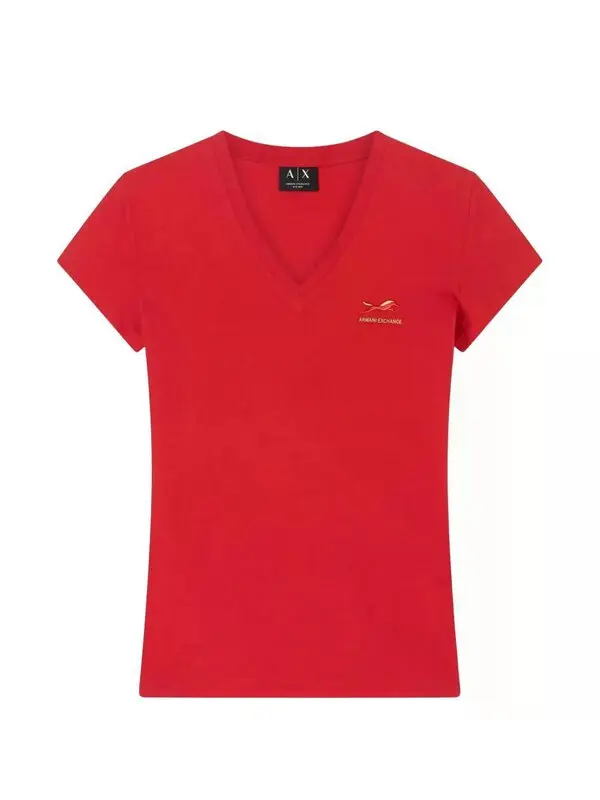 Armani Exchange Embroidered V-neck T-shirt - Red