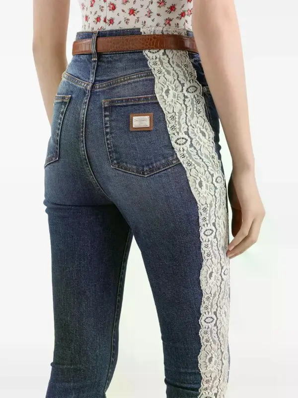 Dolce & Gabbana Lace Panel Denim Jeans
