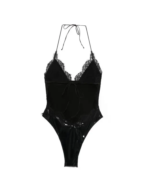 Oseree Latex Lace-trim Swimsuit