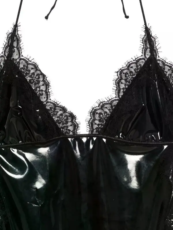 Oseree Latex Lace-trim Swimsuit