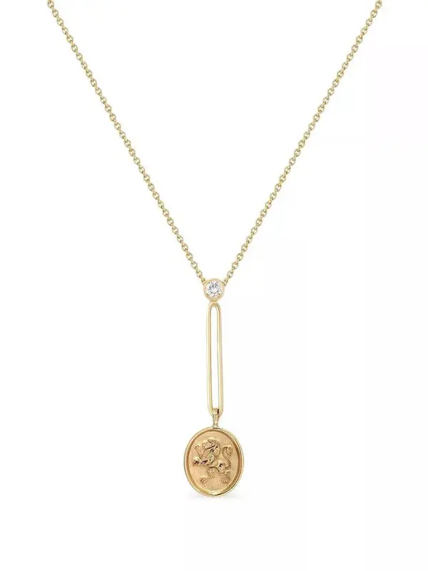 Retrouvai Fantasy Motif Lion Diamond Pendant Necklace - Gold
