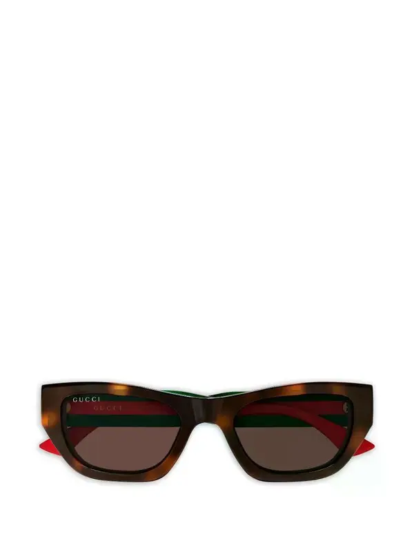 Gucci Stripe Logo Square-frame Sunglasses - Brown