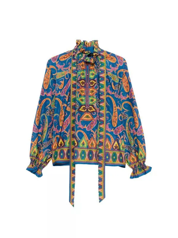 Etro Paisley Print Pussy-bow Blouse - Blue