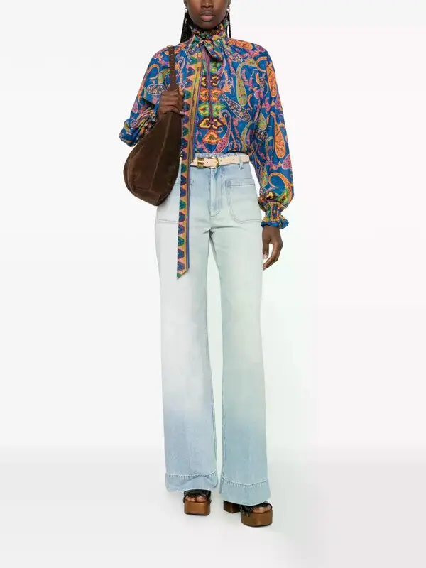 Etro Paisley Print Pussy-bow Blouse - Blue