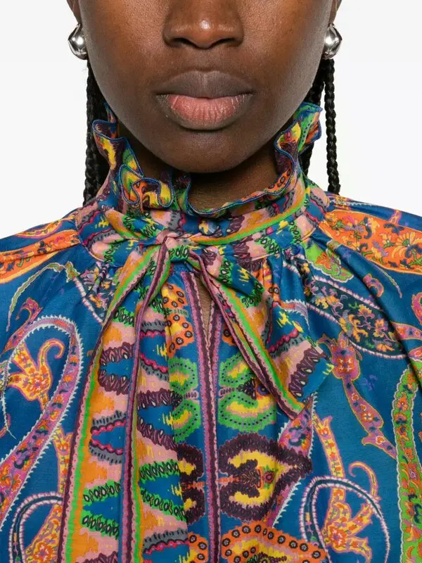 Etro Paisley Print Pussy-bow Blouse - Blue