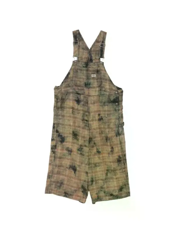 R13 Plaid Short Overalls - Neutrals