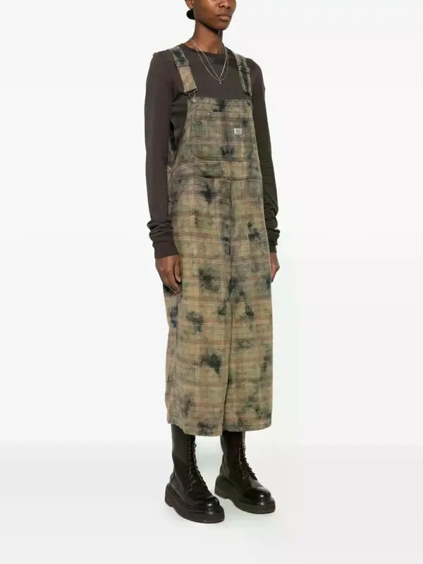 R13 Plaid Short Overalls