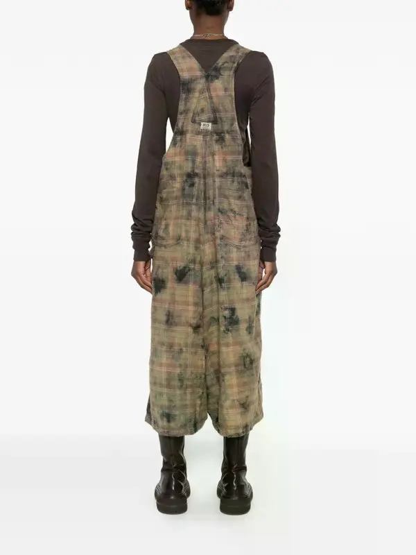 R13 Plaid Short Overalls