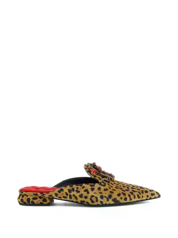 Roberto Cavalli Leopard Embellished Mules