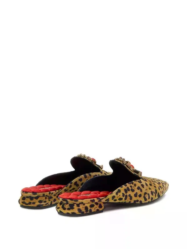 Roberto Cavalli Leopard Embellished Mules