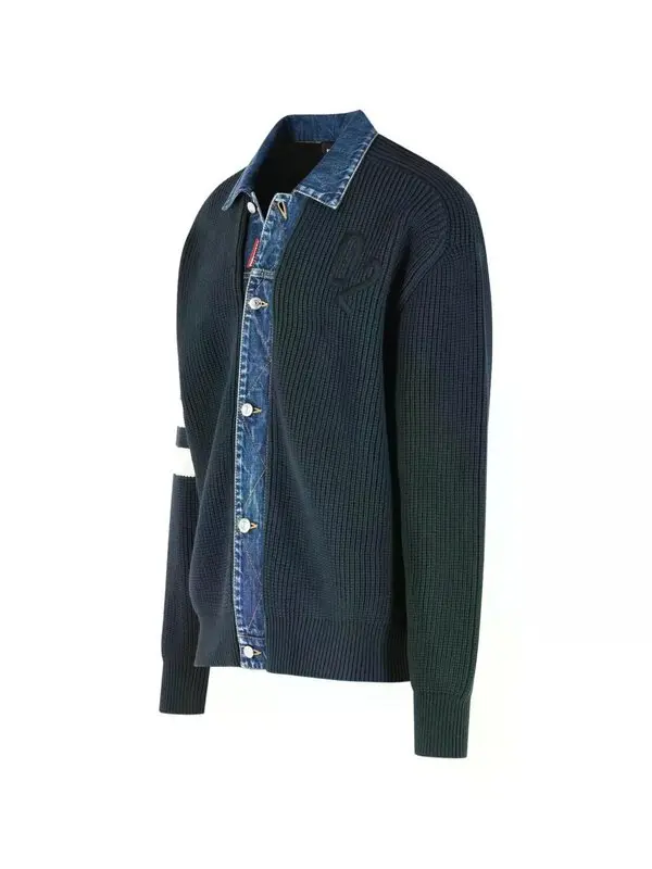 Dsquared2 Denim-collar Ribbed Cardigan