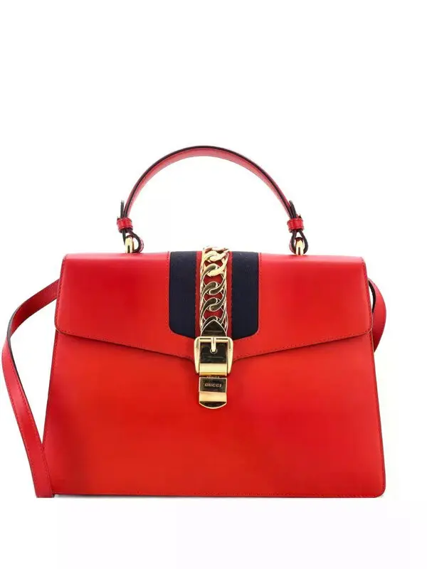 Gucci Sylvie Top Handle Leather Satchel Medium
