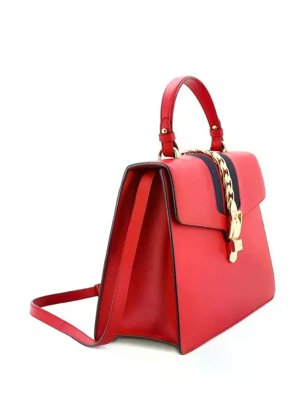 Gucci Sylvie Top Handle Leather Satchel Medium