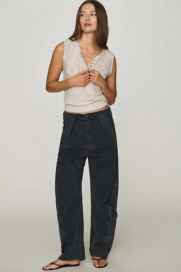 PILCRO Wool Cashmere Pointelle Knit Tank Top