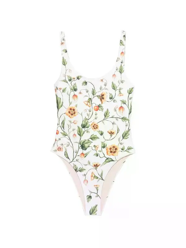 Agua Bendita Gema Uchuva Floral Swimsuit - White