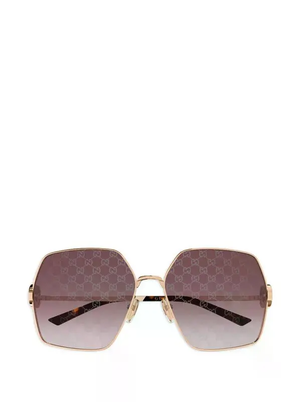 Gucci Geometric-frame Logo Sunglasses - Gold