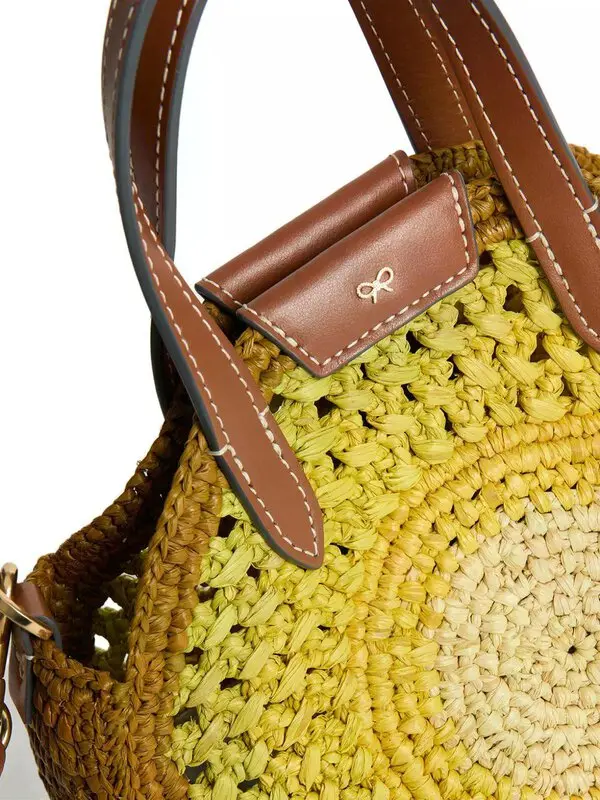 ANYA HINDMARCH Round Raffia Tote Bag With Bow Detail - Yellow