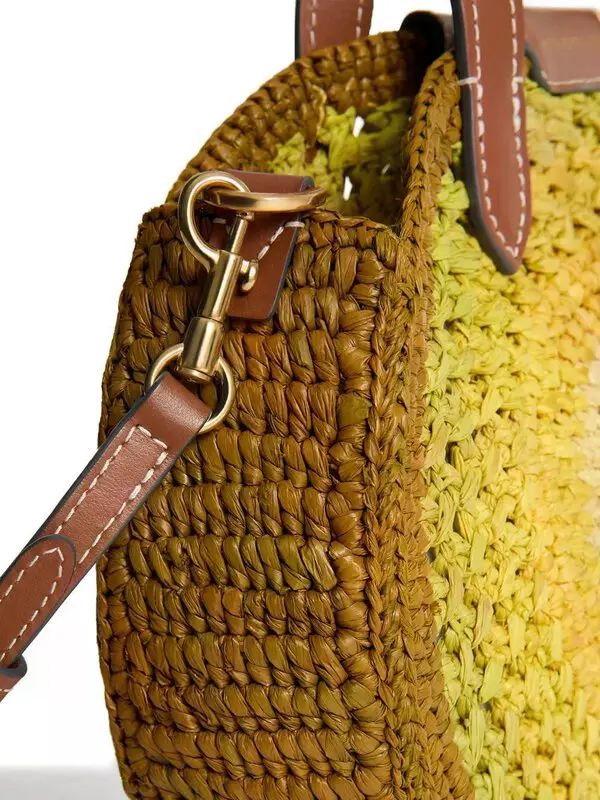 ANYA HINDMARCH Round Raffia Tote Bag With Bow Detail - Yellow