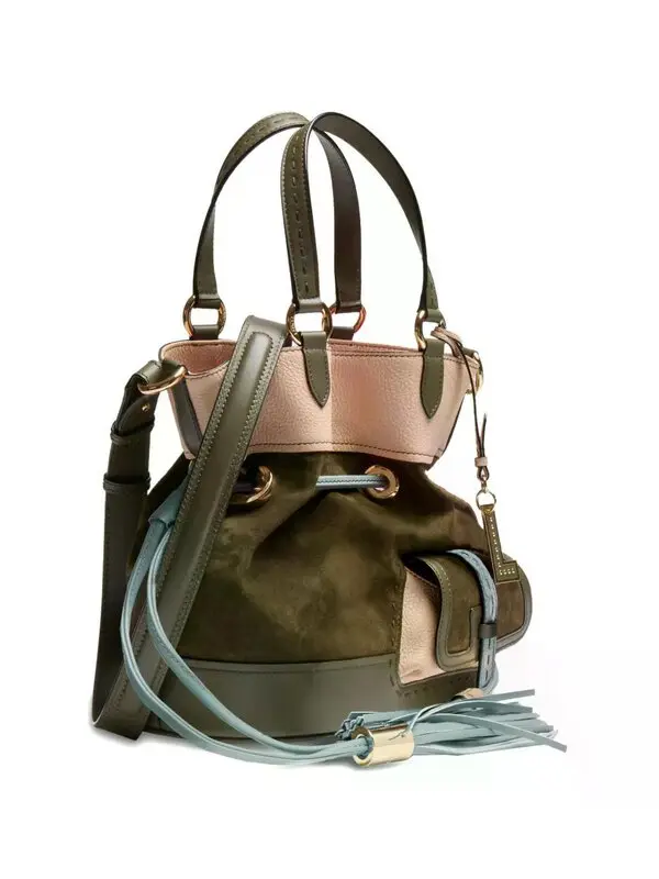 LANCEL Premier Flirt Suede Bucket Bag - Green