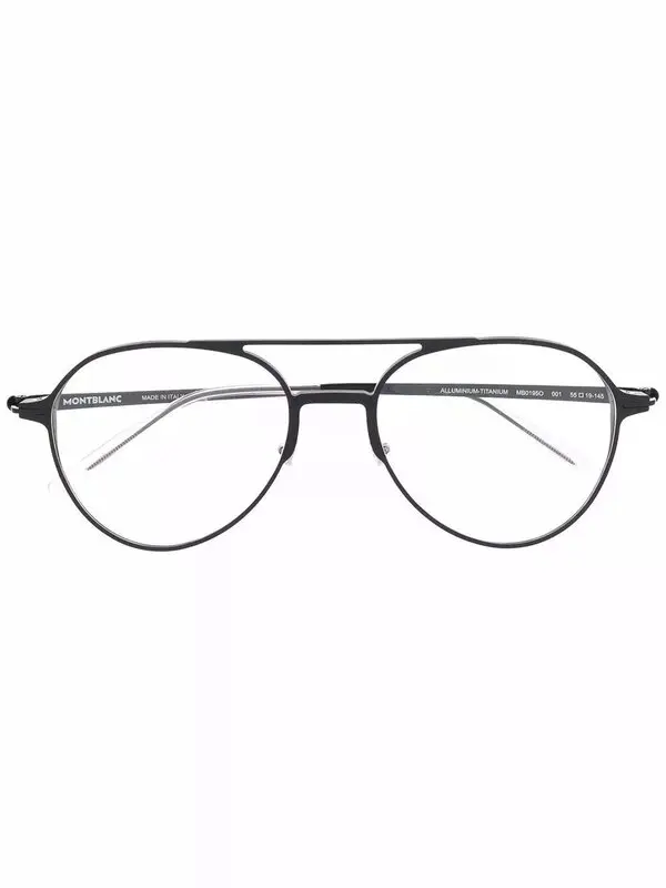 Montblanc Double-bridge Pilot-frame Glasses - Black