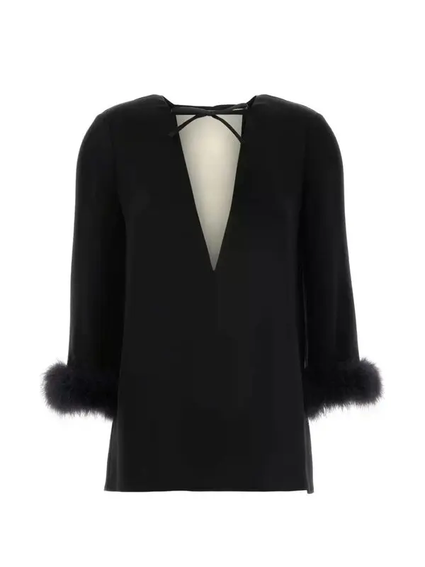Valentino Garavani Feathered Cuff Blouse