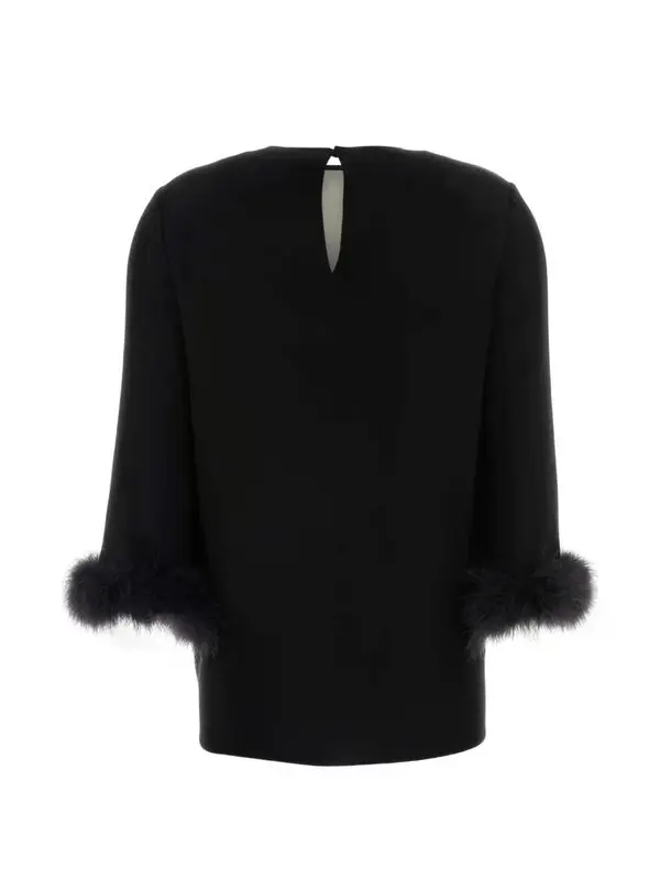 Valentino Garavani Feathered Cuff Blouse