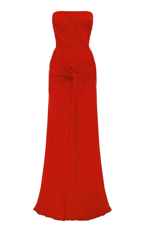 Alex Perry Strapless Ruched Twist Gown