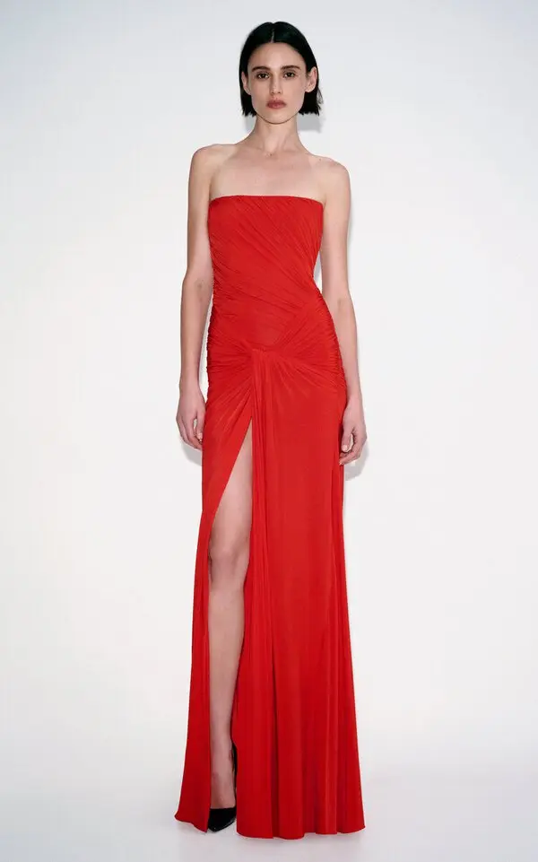 Alex Perry Strapless Ruched Twist Gown
