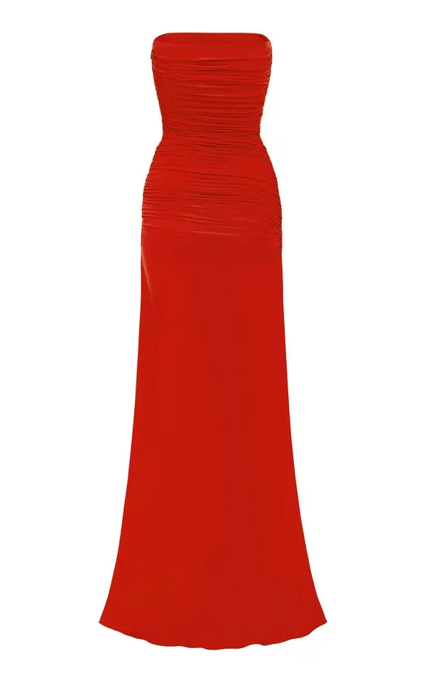 Alex Perry Strapless Ruched Twist Gown