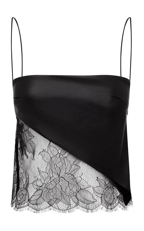 Alex Perry Leather And Lace Camisole Top