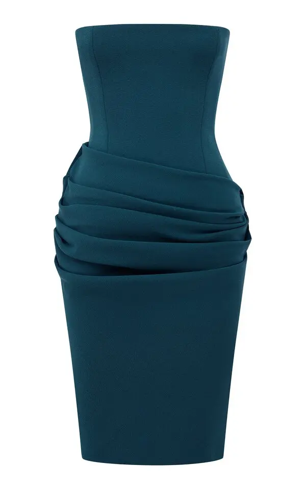 Alex Perry Strapless Draped Stretch Crepe Maxi Dress - Blue