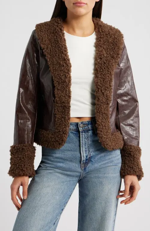 Princess Polly Faux Leather Cropped Jacket