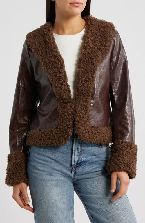Princess Polly Faux Leather Cropped Jacket
