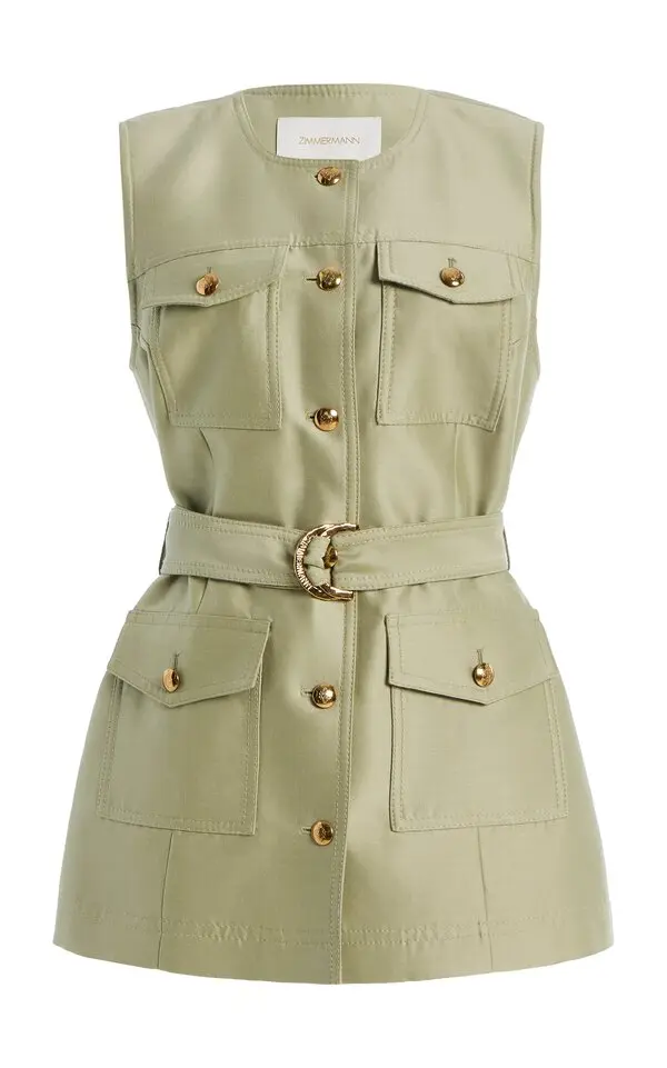 Zimmermann Luna Wool-silk Utility Vest - Green