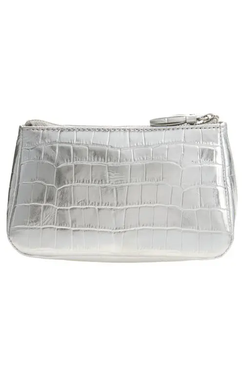 Mz Wallace Small Luna Croc Embossed Metallic Leather Pouch