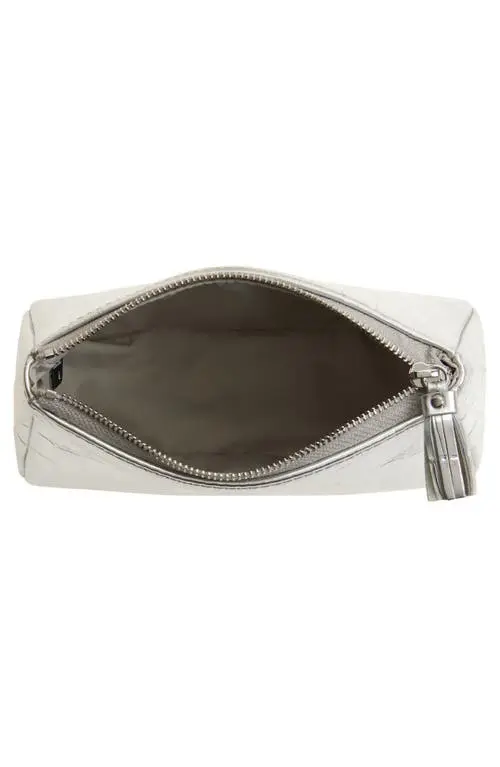 Mz Wallace Small Luna Croc Embossed Metallic Leather Pouch
